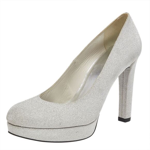 Stuart Weitzman | Shoes | Stuart Weitzman Metallic Silver Glitter ...